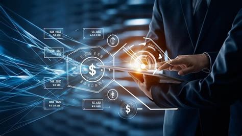 Businessman Using Tablet Analyzing Sales Data And Economic Growth Graph Chart Premium Ai