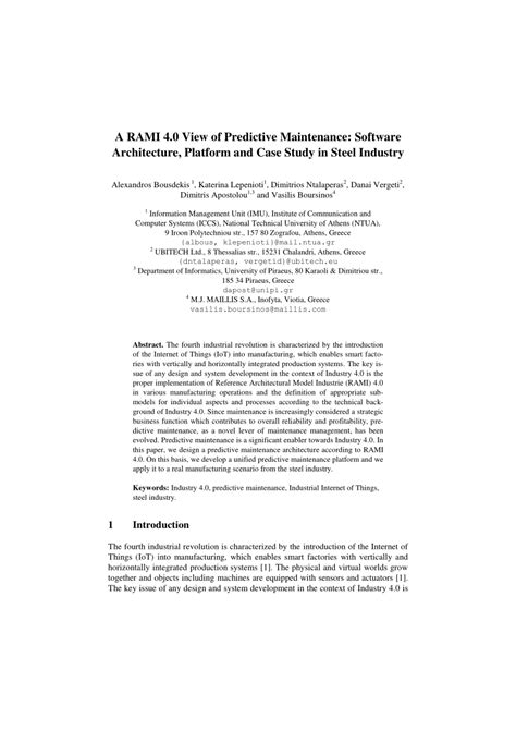 Pdf A Rami 40 View Of Predictive Maintenance Software Architecture
