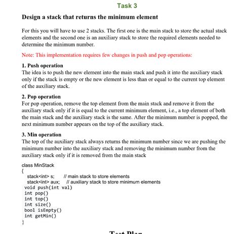 Solved Design A Stack That Returns The Minimum Element For