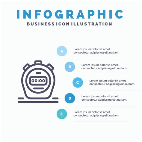 Timer Stopwatch Watch Line Icon With 5 Steps Presentation Infographics