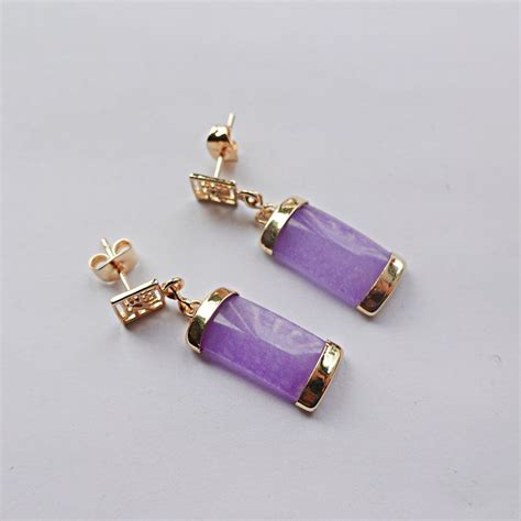 Purple Jade Earrings Etsy