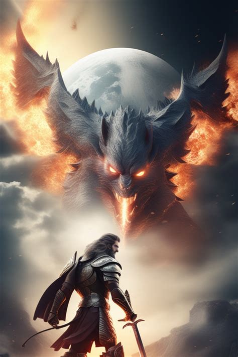 God Vs The Devil In A Battle Of Good Vs Evil On The Moon By Robin