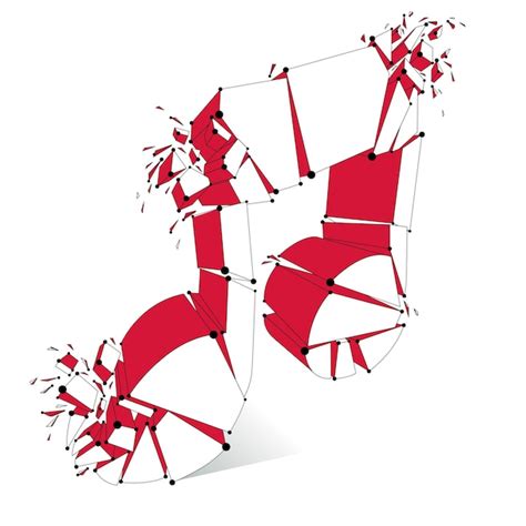 음표가 조각으로 부서지고 폭발하며 벡터 3d 실제 그림 기호입니다 딱딱하고 시끄러운 음악 사운드 개념 강력한 사운드 록