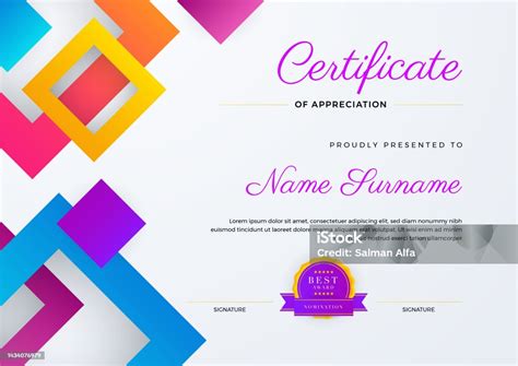 다채로운 요소 인증서 디자인 템플릿이있는 현대 초록 명함 졸업장 초대장 상 업적 학위 메달 스포츠 이벤트 및 감사에 사용할 수