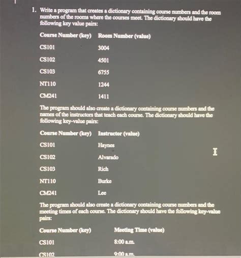 solved 1 write a program that creates a dictionary