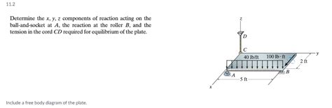 Solved Determine The X Y Z Components Of Reaction Acting On