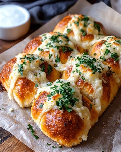 Cheesy Stuffed Garlic Bread Rolls