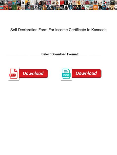 Self Declaration Form For Income Certificate In Kannada Fill Online