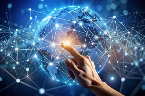 Abstract Man Hand Touching Global Network Connections Innovative Technology In Science And