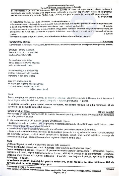 Video Subiecte Română Simulare Bac 2025 S Au Publicat Pe Edu Ro Subiectele Primite Azi De Elevi