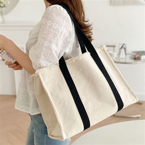 저니 피크닉 캔버스 숄더백 빅 텀블러백