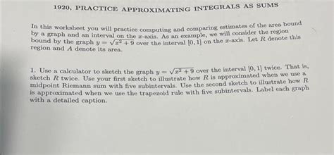 solved 1920 practice approximating integrals as sums in