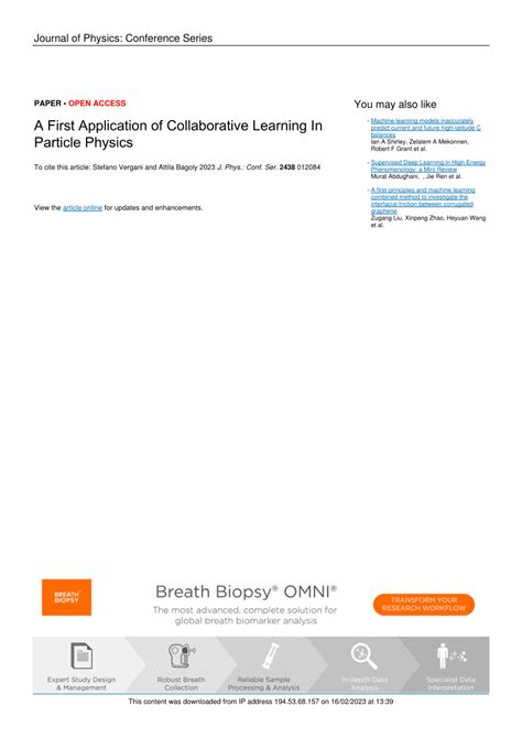 Pdf A First Application Of Collaborative Learning In Particle Physics