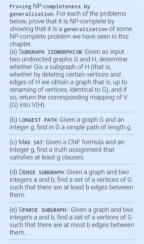 Solved Proving NP Completeness By Generalization For Each Chegg