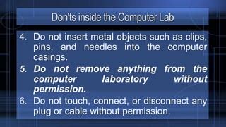 Do S Don Ts Inside A Computer Lab PPTX