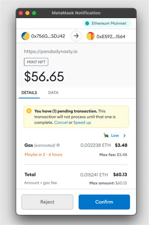 confirm transaction screen add message for pending transactions