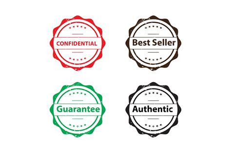 Premium Vector Four Rubber Seal Stamp Set Design