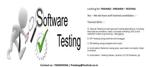 Hirehub Consultant On Linkedin Tester Manualtester Freshers Automation