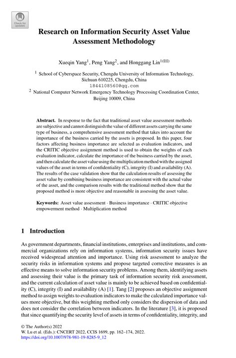 Pdf Research On Information Security Asset Value Assessment Methodology Pdf Research On Information Security Asset Value Assessment Methodology