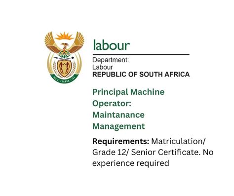 Department Of Employment And Labour Principal Machine Operator