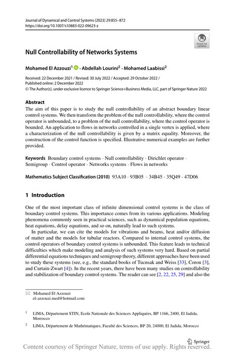 Null Controllability Of Networks Systems Request Pdf