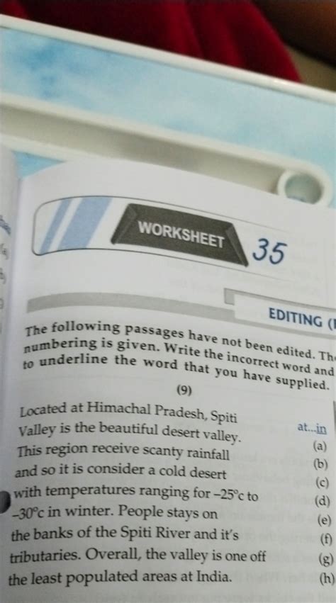 Worksheet35editingthe Following Passages Have Not Been Edited Th Numb