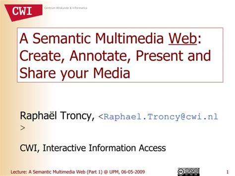A Semantic Multimedia Web Part 1 Ppt