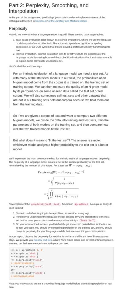 Solved Final Project N Gram Language Models In The Textbook Chegg