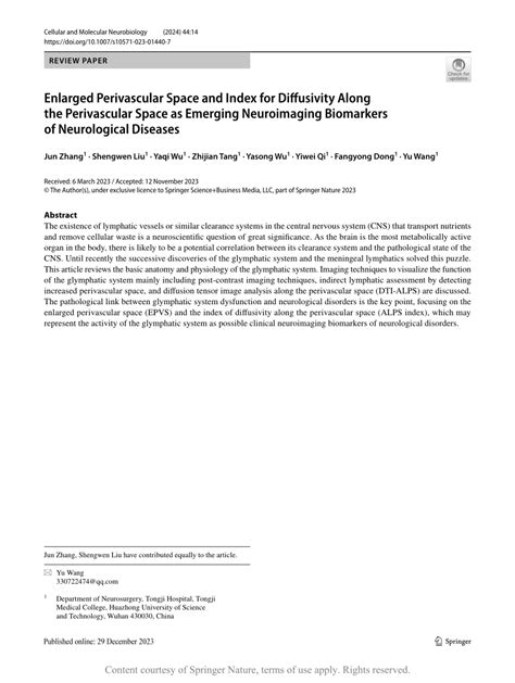 Enlarged Perivascular Space And Index For Diffusivity Along The