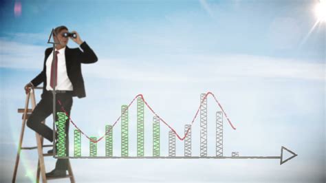 Premium Stock Video Businessman Looking At Date Graph With Binoculars