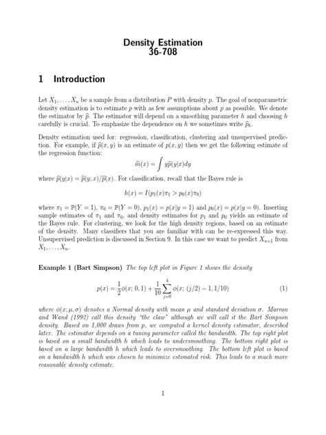 Density Estimation 36 708 Pdf Estimator Cross Validation Statistics