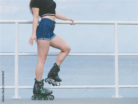 Sexy Woman Wearing Roller Skates Stock Photo Adobe Stock