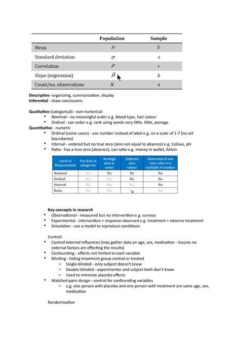Biomedical Stats Lecture 1 Notes Descriptive Organizing