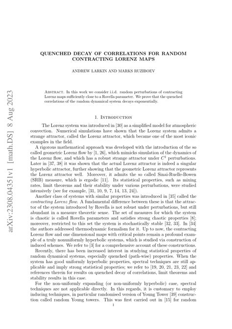 PDF Quenched Decay Of Correlations For Random Contracting Lorenz Maps