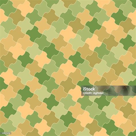 페피타 클래식 장식 벡터 원활한 패턴 녹색과 노란색 모자이크 반복 배경 패브릭 스와트 포장지 모던한 세련된 질감 직물 홈 장식을위한 디자인 요소 건축에 대한 스톡 벡터 아트