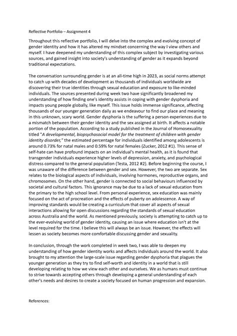 Reflective Portfolio Assignment I Have Deepened My Understanding Of This Complex Subject