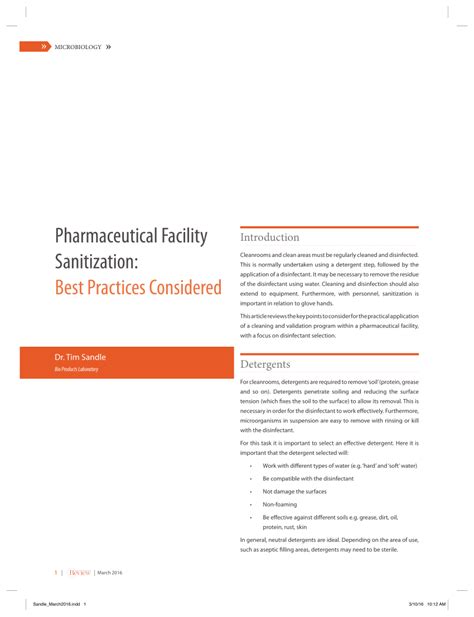 Pdf Pharmaceutical Facility Sanitization Best Practices Considered
