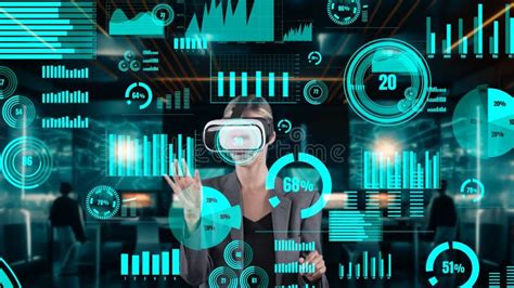 Woman Searching Coding Program Of Finance Data By Vr Data Center