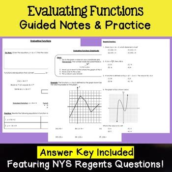 Evaluating Functions Notes Practice Algebra Regents TPT