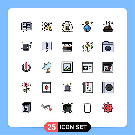 Set Of 25 Modern Ui Icons Symbols Signs For Food Chicken Drinks Location World Editable Vector