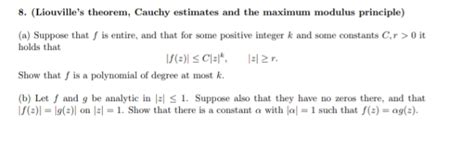 Answered 8 Liouvilles Theorem Cauchy Bartleby