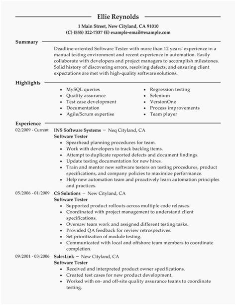 Qa Sample Resume With Selenium Resume Themplate Ideas