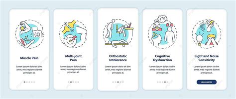 onboarding screen of mobile app page with concepts for cfs symptoms