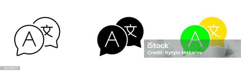 번역기 설정 아이콘입니다 통역사 사이트를 귀하의 언어로 번역 원본 표시 언어 선택 다국어 수집 버전 주의자 개념 선에 있는 벡터