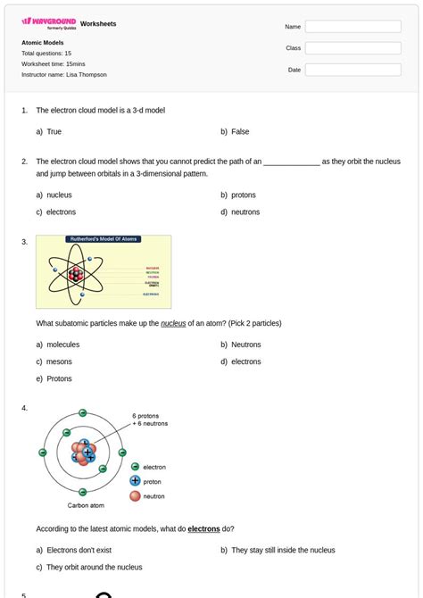50 Atomic Models Worksheets For Grade 9 On Wayground Free And Printable