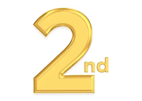 Light Golden Shiny 2nd Number Vector Shiny 3d Number 2nd Second