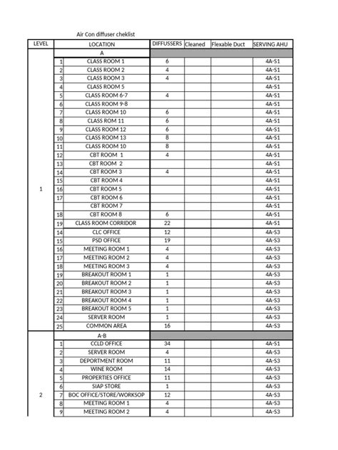 Aircon Diffuser List Pdf