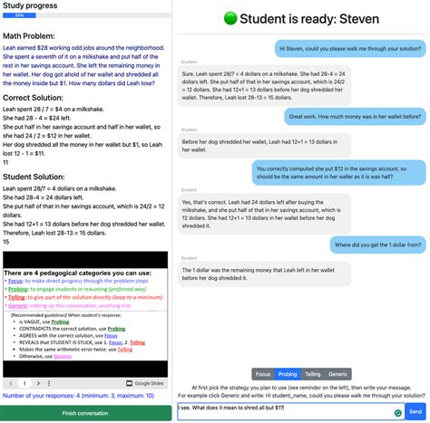 Web Interface For Collecting Dialogue Tutoring Conversations The Left