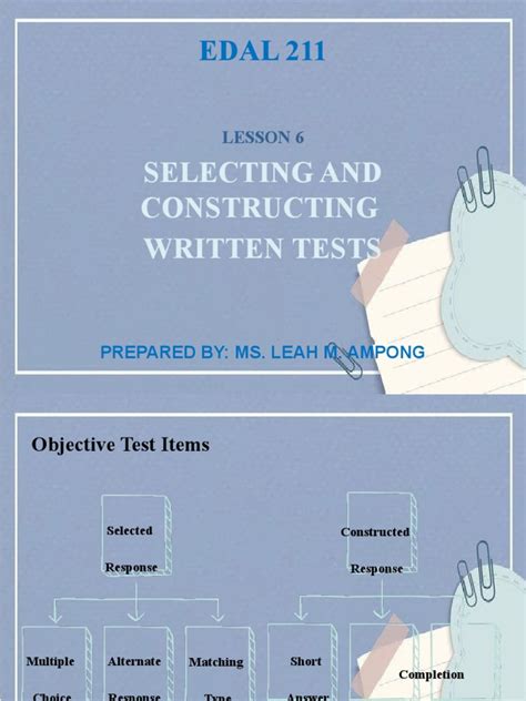 Lesson 6 Construction Of Written Tests Pdf Lesson 6 Construction Of Written Tests Pdf