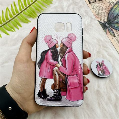 قاب گوشی Galaxy S7 سامسونگ فانتزی برجسته طرح مادر و دختر پاپ سوکت دار کد 88556 قاب سنتر